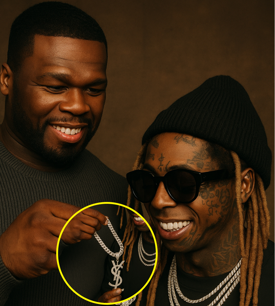 50 Cent Surprises Lil Wayne With a Custom Chain Featuring His Label’s ...