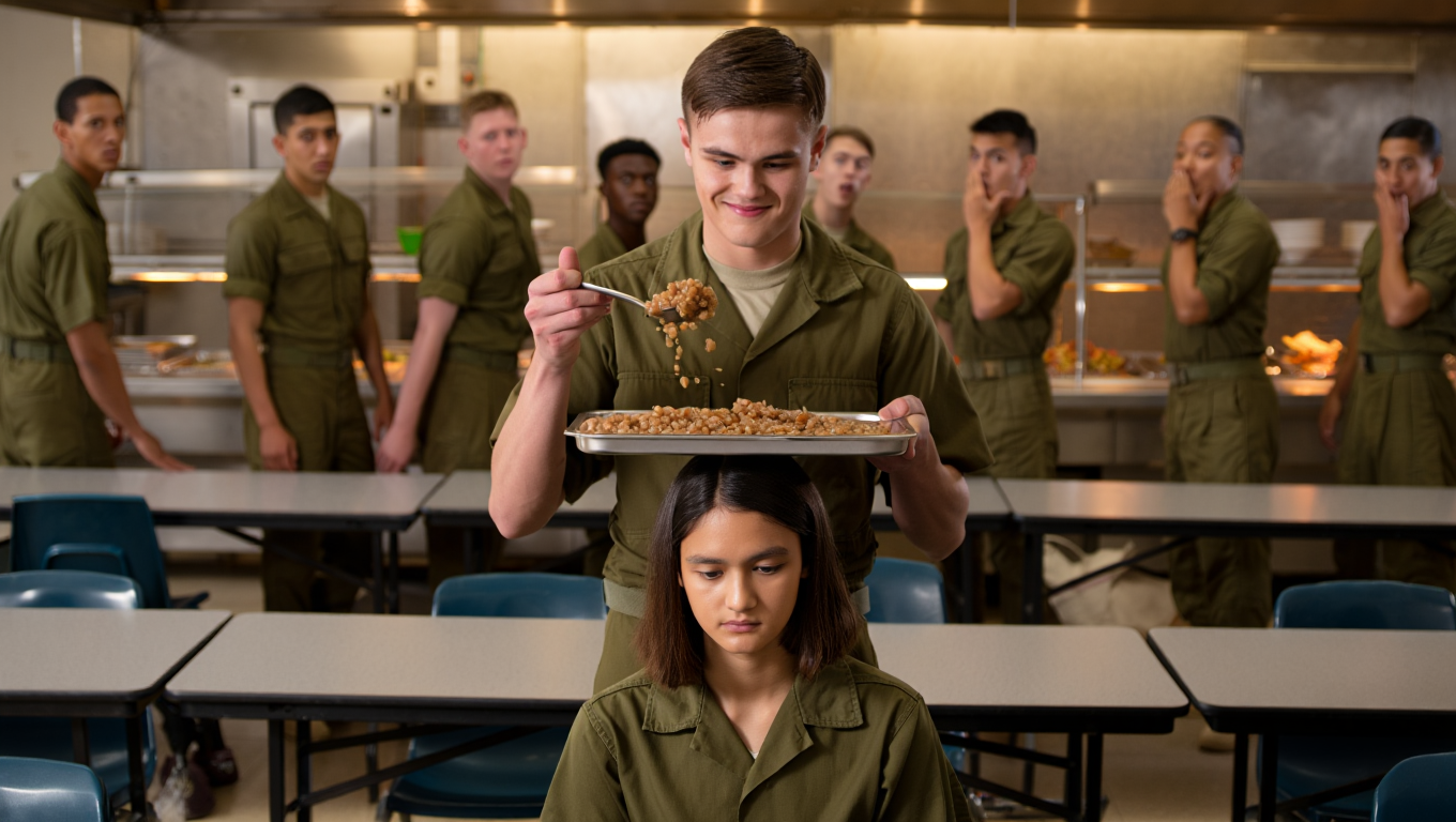 Entitled Private Dumps Food on a 'Nameless' Female Soldier in the Mess ...